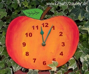 Apfeluhr mit Vorlage und Anleitung im Blog